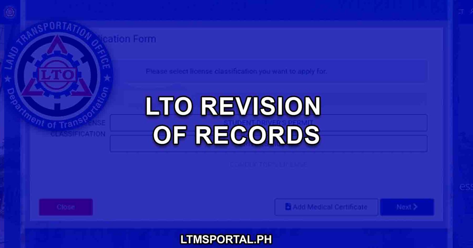LTO Revision of Records via the LTMS Portal - LTMS PORTAL PH