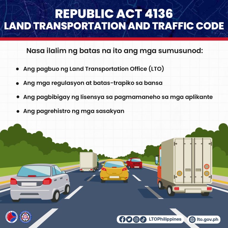 RA 4136: Land Transportation and Traffic Code Philippines - LTMS PORTAL PH
