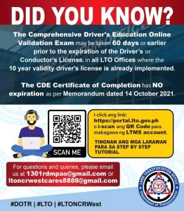 LTO CDE Online Validation Exam Reviewer Answer Key - LTMS PORTAL PH